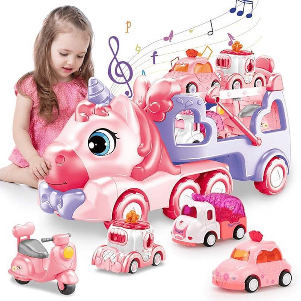 Toy. Toy Cars for Toddlers Girls 5 in 1 Carrier Truck Toy for Kid Girls ...