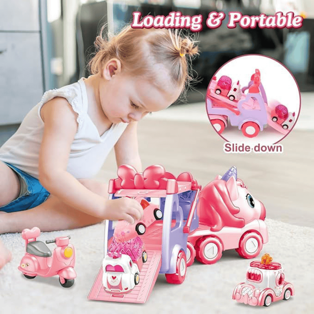 Toy. Toy Cars for Toddlers Girls 5 in 1 Carrier Truck Toy for Kid Girls ...