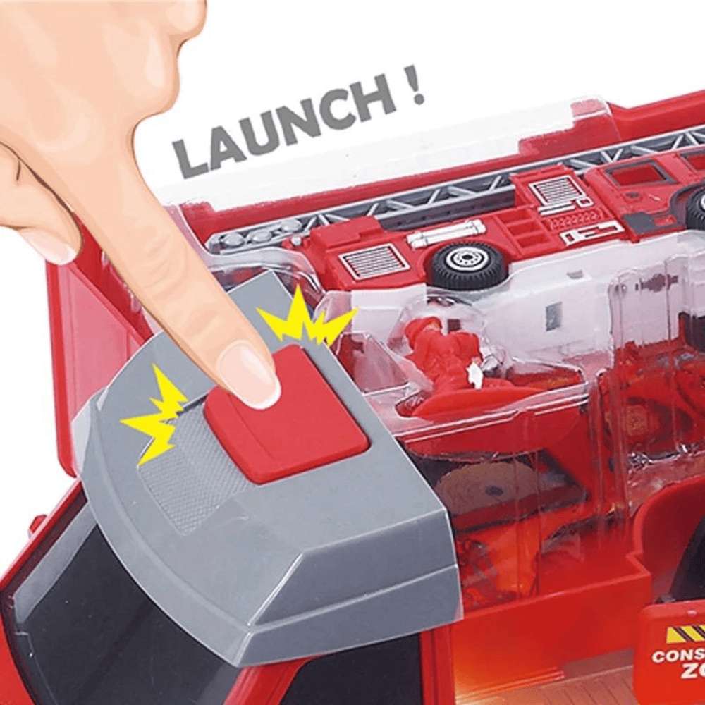 Toy. Fire Truck Transporter Trailer With Lights And Sounds