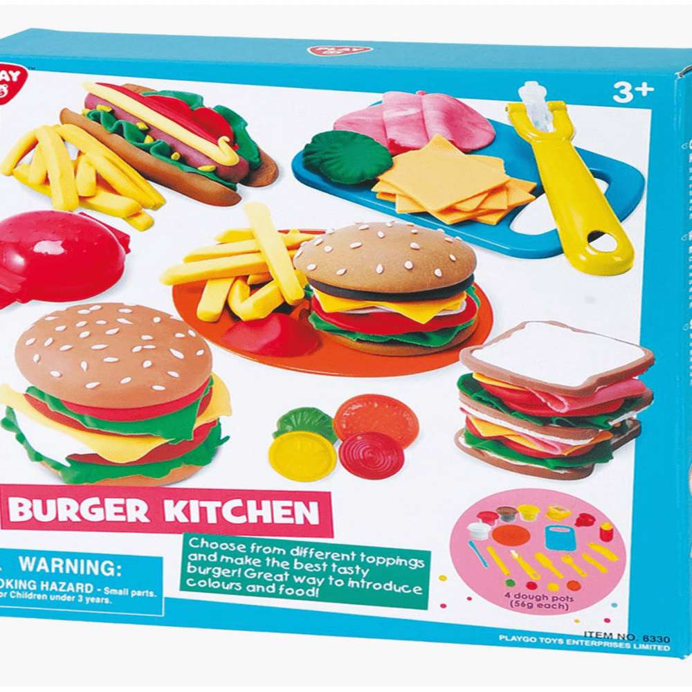 Toy. burger kitchen dough playset