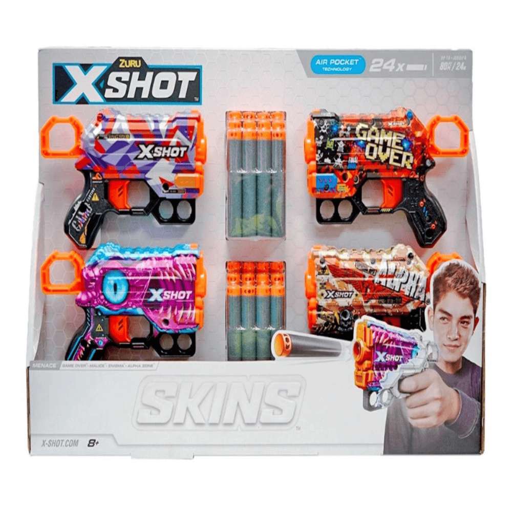 Toy. XSHOT Skins Menace 4Pk (24Darts)