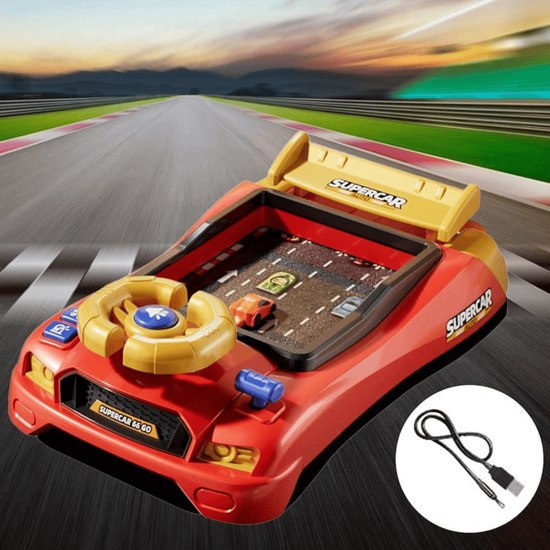 Toy. Racing Car Steering Wheel Toy with Music and Lights for Kids - Red