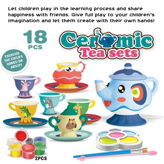 Toy. CERAMIC DIY TEA SET 18PCS