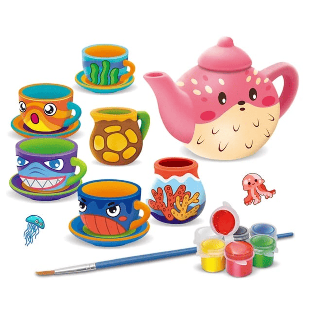 Toy. CERAMIC DIY TEA SET 14PCS