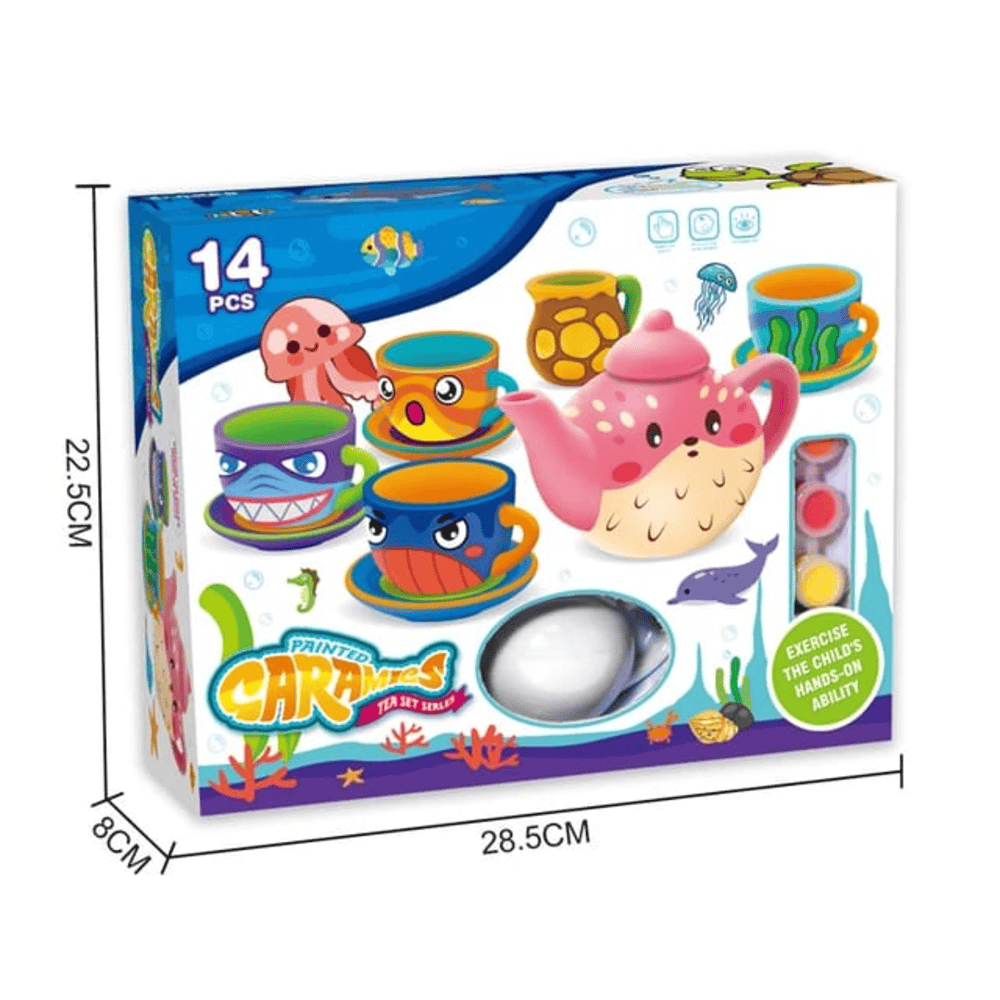 Toy. CERAMIC DIY TEA SET 14PCS
