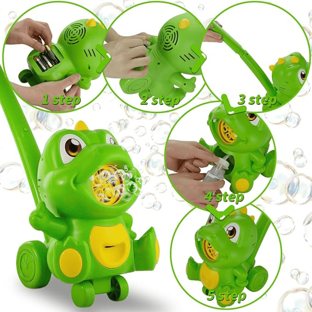 Toy. Green Dinosaur Bubble Machine