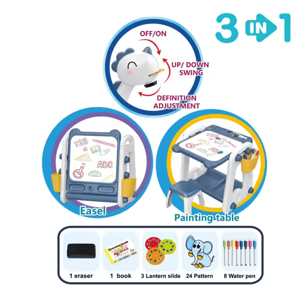 Toy. multifunctional 3 in 1 art easel children projection drawing board ...