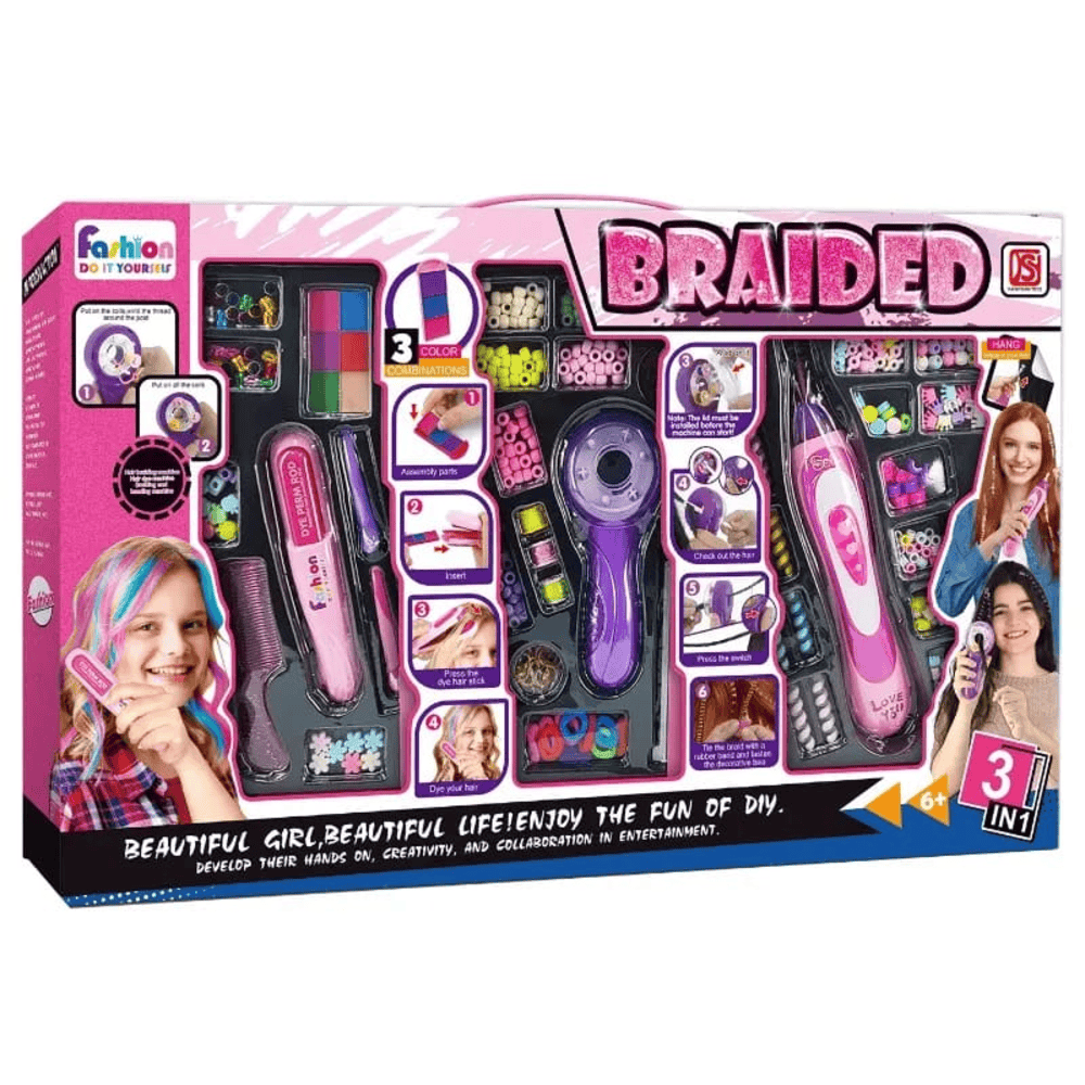 Toy. Braiding and hair decoration set 3 in 1