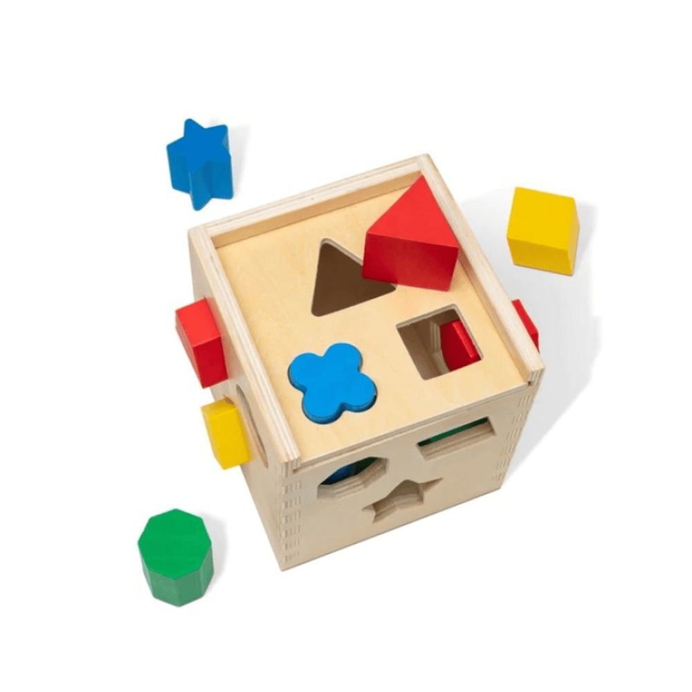 Toy. Wooden shapes sorting cube