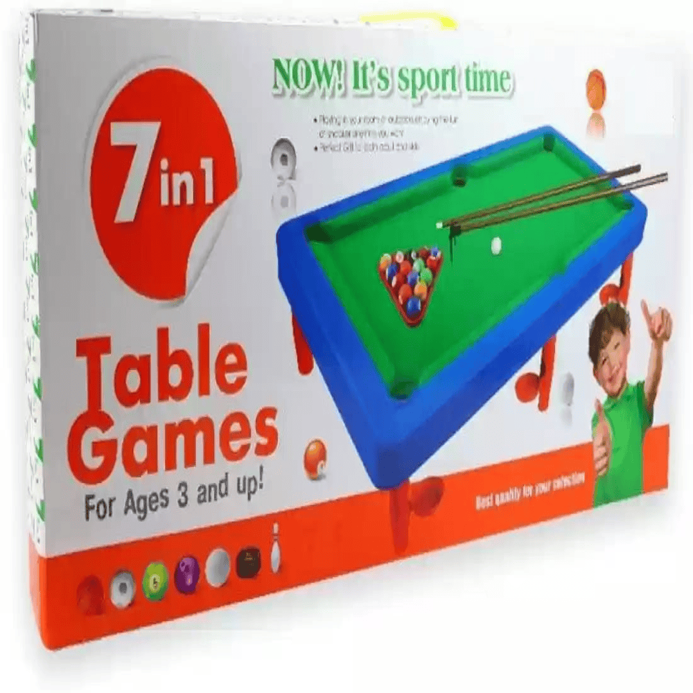 Toy. 7 in 1 Multi-function Mini Billiards & six Other Board Games for Kids