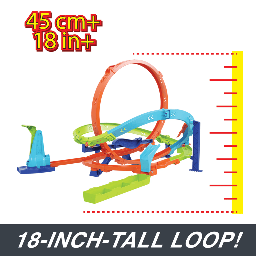 Toy. Hot Wheels Action Loop Cyclone Challenge Track Set With 1:64 Scale ...